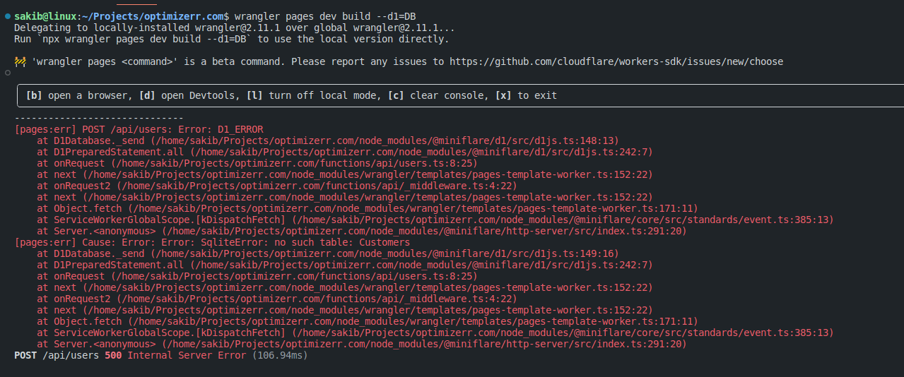 does anyone know how to use D1 database on local environment with pages functions? I was able to ...