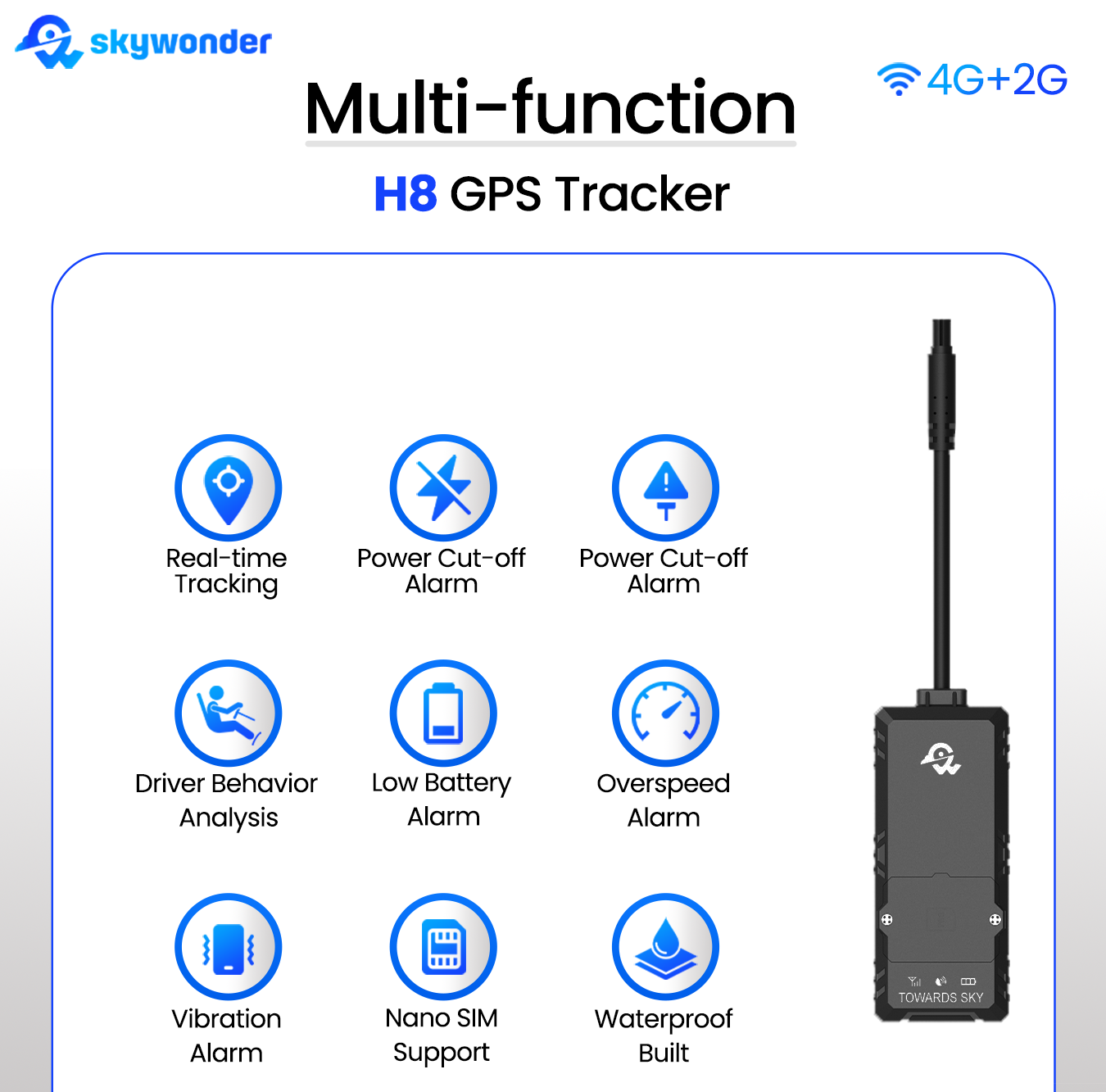 H8 4G Bluetooth GPS Tracker (IP67 Waterproof) | Skywonder
