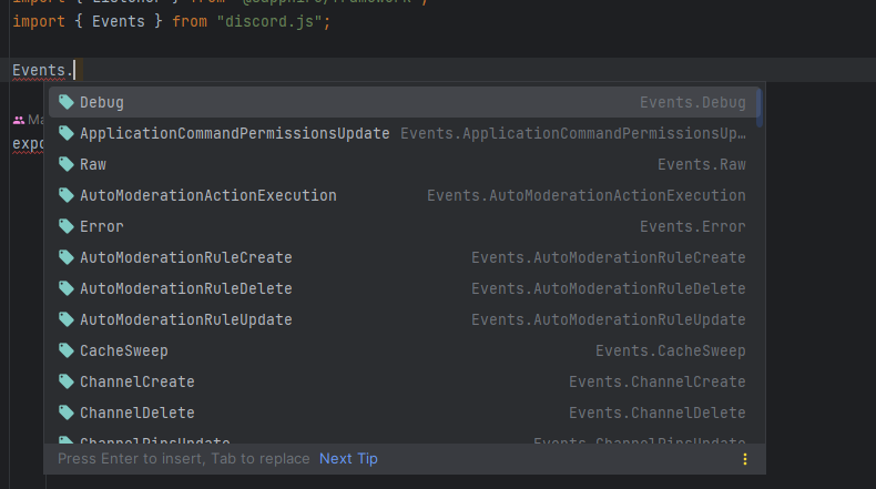 What type holds all types of events? - discord.js - Imagine