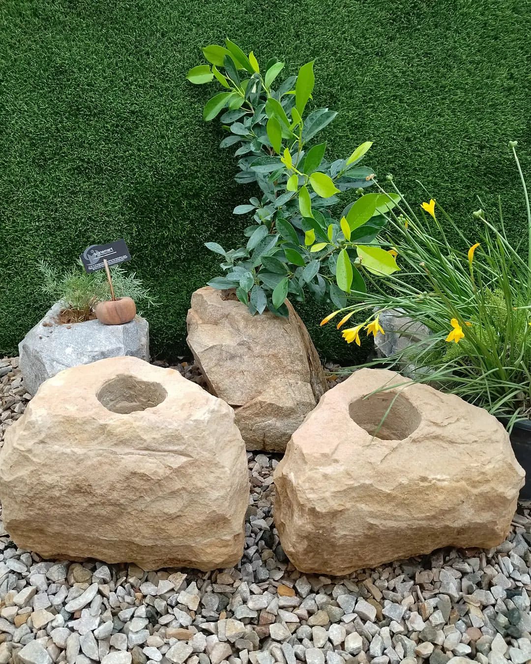 Natural Boulder Sandstone Planters - Earthycrafts